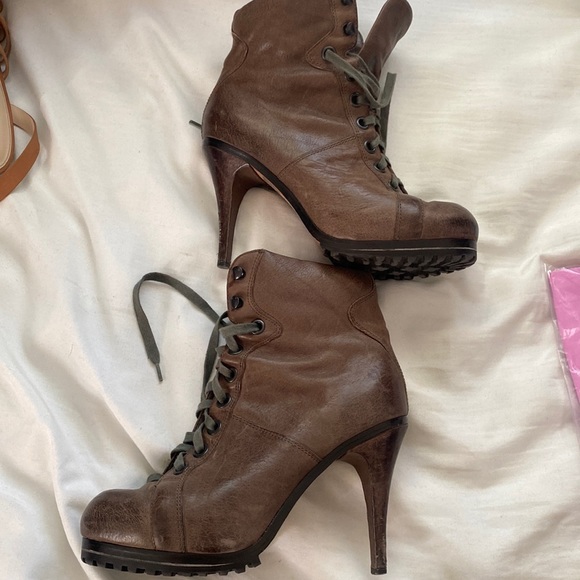 Ash | Shoes | Ash Aspatty Stiletto Brown Leather Lace Up Boots 385 ...